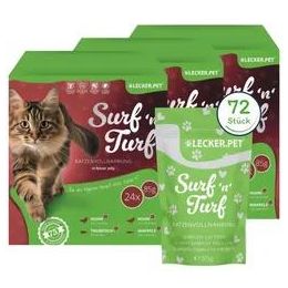 72 x 85 g Lecker.Pet&reg; Surf'n'Turf Pouches Katzenfutter in feiner Jelly Nassfutter - 4 Sorten Multipack