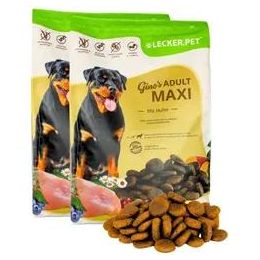8 kg Lecker.Pet&reg; Gino's Adult Maxi mit Huhn Hundefutter Trockenfutter Vollnahrung