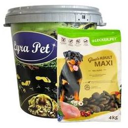4 kg Lecker.Pet&reg; Gino's Adult Maxi mit Huhn Hundefutter Trockenfutter Vollnahrung in 30 L Tonne