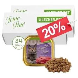 34 x 100 g Lecker.Pet&reg; Emily's Feine Pat&eacute; Reich an Rind Katzenfutter Nassfutter Vollnahrung