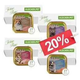 68 x 100 g Lecker.Pet&reg; Balu's, Emily's, Leo's & Mia's Feine Pat&eacute; Katzenfutter Nassfutter Mix Vollnahrung - je Sorte 17 Schalen