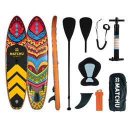 MATCHU Stand Up Paddle-Board Deluxe Mit Sitzfl&auml;che 10''6 - Aufblasbares SUP Board - Komplettset mit Zubeh&ouml;r