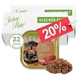 22 x 150 g Lecker.Pet&reg; Gino's Feine Pat&eacute; Reich an Rind Hundefutter Nassfutter Vollnahrung