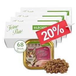 68 x 100 g Lecker.Pet&reg; Leo's Feine Pat&eacute; Reich an Huhn Katzenfutter Nassfutter Vollnahrung