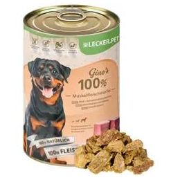 18 x 400 g Lecker.Pet&reg; Gino's 100 % Muskelfleischw&uuml;rfel Rind & Schwein Hundefutter Nassfutter