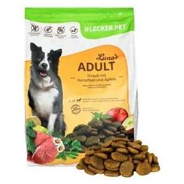 4 kg Lecker.Pet&reg; Luna's Adult Strau&szlig; mit Kartoffel & Apfel Hundefutter Trockenfutter Vollnahrung