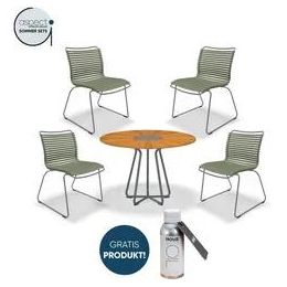 Houe Set mit CIRCLE Dining Table &Oslash;110 und 4 x CLICK Dining Chair ohne Armlehnen Olive green