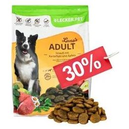 4 kg Lecker.Pet&reg; Luna's Adult Strau&szlig; mit Kartoffel & Apfel Hundefutter Trockenfutter Vollnahrung MHD 3/2026