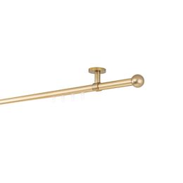 ONDECO Gardinenstange auf Ma&szlig; Innenlauf 20mm Ball 1-lauf Deckentr&auml;ger 4cm mit Gleiter Farbe: Messing-Matt, Gr&ouml;&szlig;e: 220cm