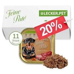 11 x 150 g Lecker.Pet&reg; Gino's Feine Pat&eacute; Reich an Rind Hundefutter Nassfutter Vollnahrung