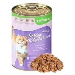 12 x 400 g Lecker.Pet&reg; Balu's Saftige Fleischmahlzeit mit Huhn Katzenfutter Nassfutter