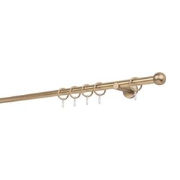 ONDECO Gardinenstange auf Ma&szlig; Innenlauf 20mm Ball 1-lauf Wandtr&auml;ger 6,5cm mit Gleiter Farbe: Messing-Matt, Gr&ouml;&szlig;e: 160cm