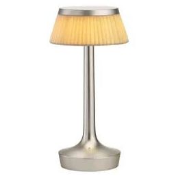 Flos Bon Jour Unplugged Tischleuchte Matt Chrome Fabric