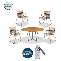 Houe Set aus CIRCLE Dining Table &Oslash;150 und 4x CLICK Dining Chair mit Bambusarmlehen Multi Color 1
