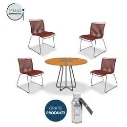 Houe Set mit CIRCLE Dining Table &Oslash;110 und 4 x CLICK Dining Chair ohne Armlehnen Paprika