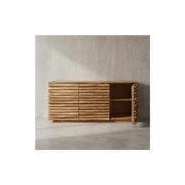 KADIMA DESIGN Sideboard Akazien-Massivholz, Natur-Baumkante, Landhaus-Stil, 160x75x43 cm