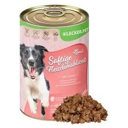 6 x 400 g Lecker.Pet&reg; Luna's Saftige Fleischmahlzeit mit Lamm Hundefutter Nassfutter