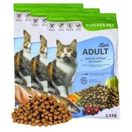 LYRA PET 7,5 kg Lecker.Pet&reg; Leo's Adult Gefl&uuml;gel & Forelle Katzenfutter Trockenfutter Vollnahrung