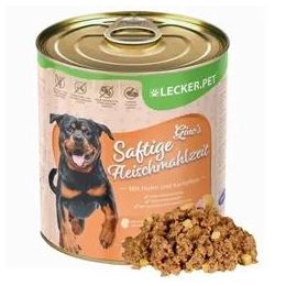 12 x 800 g Lecker.Pet&reg; Gino's Saftige Fleischmahlzeit mit Huhn & Kartoffeln Hundefutter Nassfutter