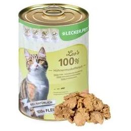 18 x 400 g Lecker.Pet&reg; Leo's 100 % H&uuml;hnermuskelfleisch Katzenfutter Nassfutter