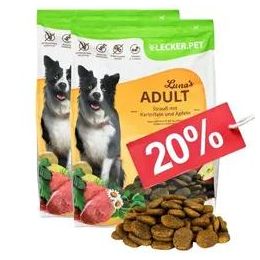 8 kg Lecker.Pet&reg; Luna's Adult Strau&szlig; mit Kartoffel & Apfel Hundefutter Trockenfutter Vollnahrung