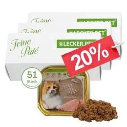 51 x 100 g Lecker.Pet&reg; Balu's Feine Pat&eacute; Reich an Pute Katzenfutter Nassfutter Vollnahrung
