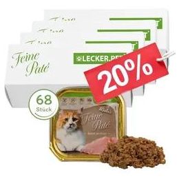68 x 100 g Lecker.Pet&reg; Balu's Feine Pat&eacute; Reich an Pute Katzenfutter Nassfutter Vollnahrung