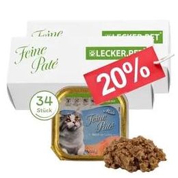 34 x 100 g Lecker.Pet&reg; Mia's Feine Pat&eacute; Reich an Lachs Katzenfutter Nassfutter Vollnahrung