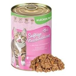 6 x 400 g Lecker.Pet&reg; Leo's Saftige Fleischmahlzeit mit Pute & Gem&uuml;se Katzenfutter Nassfutter