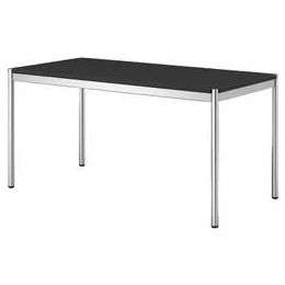 USM Haller Tisch, rechteckig, 150x75x74 cm Linoleum, Nero