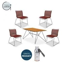 Houe Set aus SKETCH Dining Table 160cm und 4x Click Dining Chair ohne Armlehnen Paprika