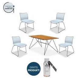 Houe Set aus SKETCH Dining Table 160cm und 4x Click Dining Chair ohne Armlehnen Dusty light blue