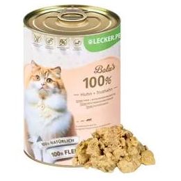 12 x 400 g Lecker.Pet&reg; Balu's 100 % Huhn und Truthahn Katzenfutter Nassfutter