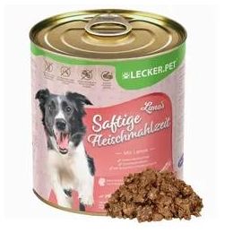 6 x 800 g Lecker.Pet&reg; Luna's Saftige Fleischmahlzeit mit Lamm Hundefutter Nassfutter