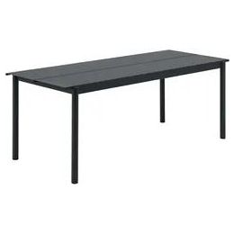 muuto Linear Steel Gartentisch, 220 x 90 cm, anthrazit black