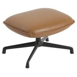 muuto Doze Ottoman, swivel base, refine leder cognac / schwarz