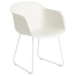 muuto Fiber Armchair, sled base, natural white / wei&szlig;