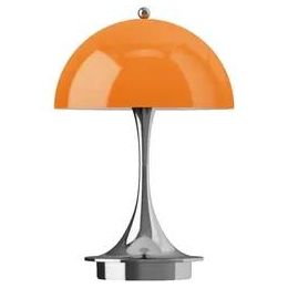 Louis Poulsen Tischleuchte Panthella 160 Portable V3 Chrome Opal orange