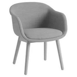 muuto Fiber Conference Armchair, wood base, remix 133 / grau