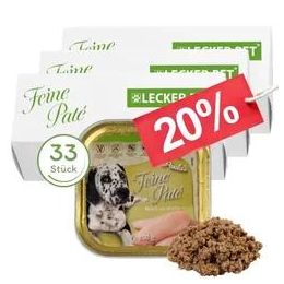 33 x 150 g Lecker.Pet&reg; Paula's Feine Pat&eacute; Reich an Huhn Hundefutter Nassfutter Vollnahrung