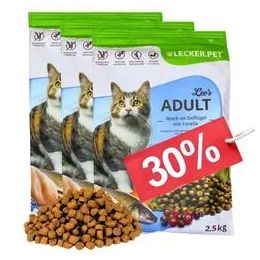 LYRA PET 7,5 kg Lecker.Pet&reg; Leo's Adult Gefl&uuml;gel & Forelle Katzenfutter Trockenfutter Vollnahrung MHD 4/2026