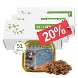 51 x 100 g Lecker.Pet&reg; Mia's Feine Pat&eacute; Reich an Lachs Katzenfutter Nassfutter Vollnahrung