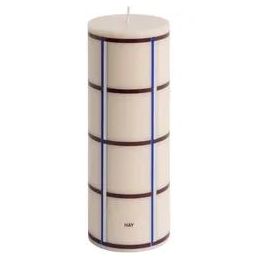 Hay Column Stumpenkerze Medium Off-White bordeaux blue and silver