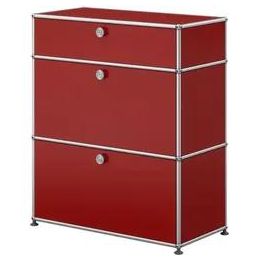 USM Haller Highboard mit zwei Klappt&uuml;ren, zwei Zwischentablaren Rubinrot