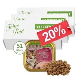 51 x 100 g Lecker.Pet&reg; Leo's Feine Pat&eacute; Reich an Huhn Katzenfutter Nassfutter Vollnahrung