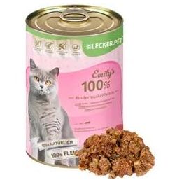 24 x 400 g Lecker.Pet&reg; Emily's 100 % Rindermuskelfleisch Katzenfutter Nassfutter
