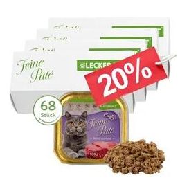 68 x 100 g Lecker.Pet&reg; Emily's Feine Pat&eacute; Reich an Rind Katzenfutter Nassfutter Vollnahrung
