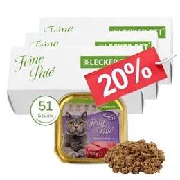 51 x 100 g Lecker.Pet&reg; Emily's Feine Pat&eacute; Reich an Rind Katzenfutter Nassfutter Vollnahrung