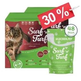 48 x 85 g Lecker.Pet&reg; Surf'n'Turf Pouches Katzenfutter in feiner Jelly Nassfutter - 4 Sorten Multipack