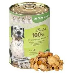 18 x 400 g Lecker.Pet&reg; Paula's 100 % H&auml;hnchen und Karotte Hundefutter Nassfutter